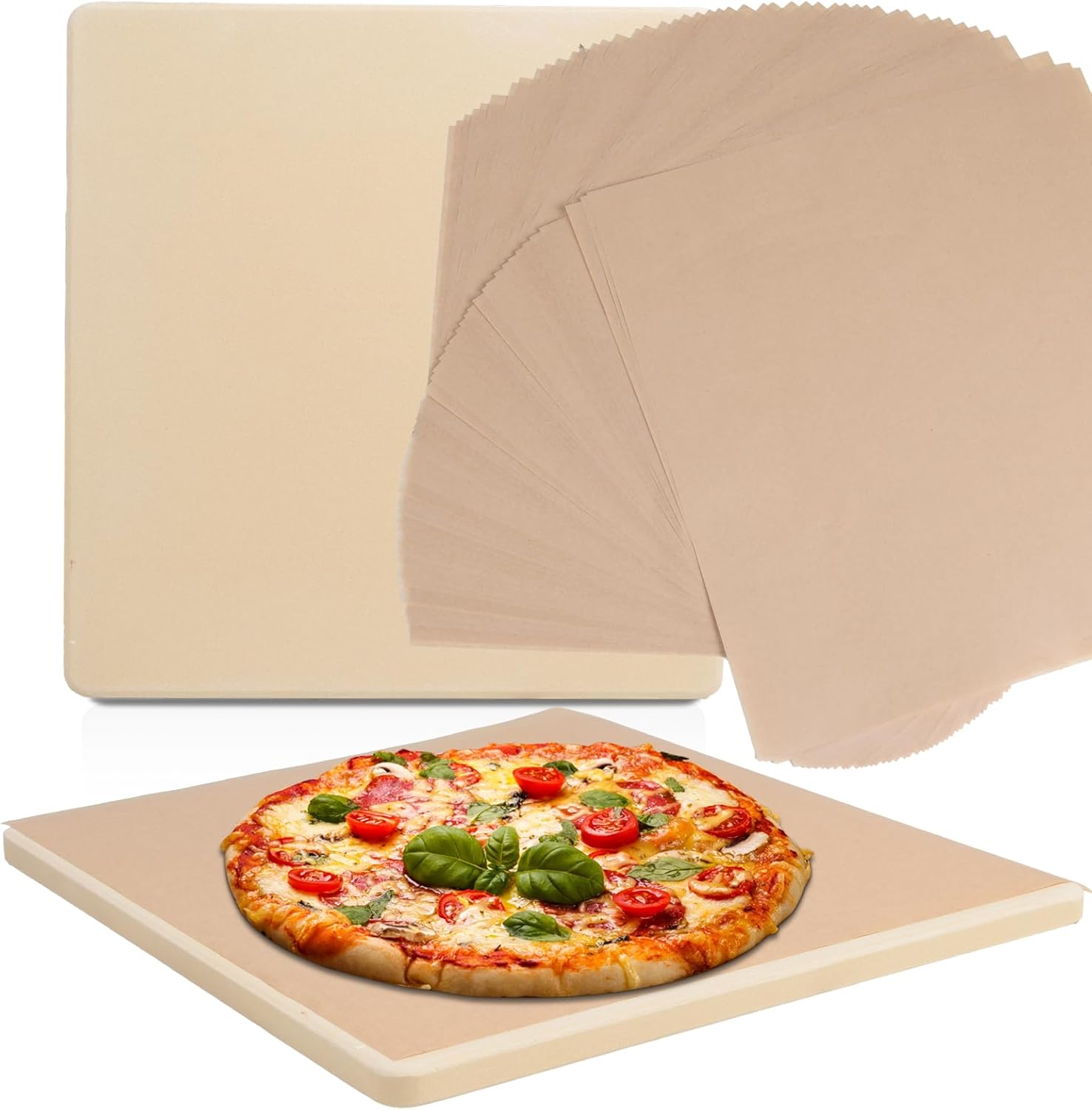 Amazon.com: 10 Inch Small Pizza Stone with Parchment Paper(50 pcs) for ...