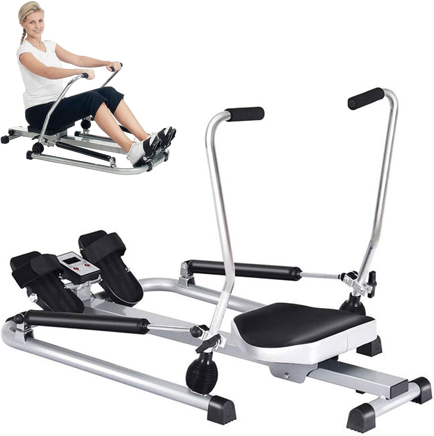 GREENOOR Máquina de Remo Hidráulica con Monitor LCD, Rowing Machine ...