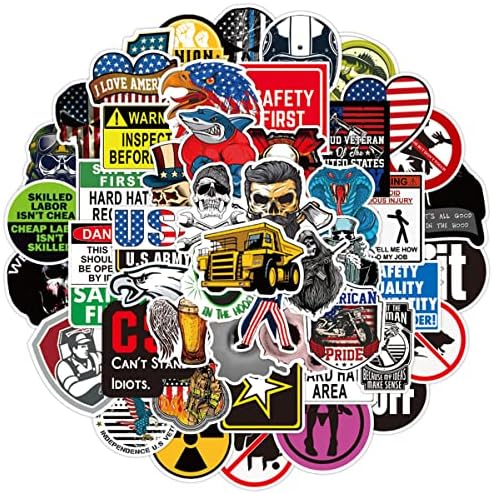 Amazon.com: N.1 50Pcs Hard Hat Stickers Funny Vinyl Tool Box Sticker ...
