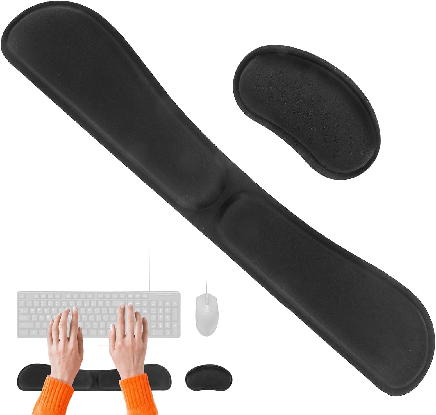 Ergonomic Keyboard & Mouse Wrist Rest Set, 2Pcs Keyboard Wrist Support ...