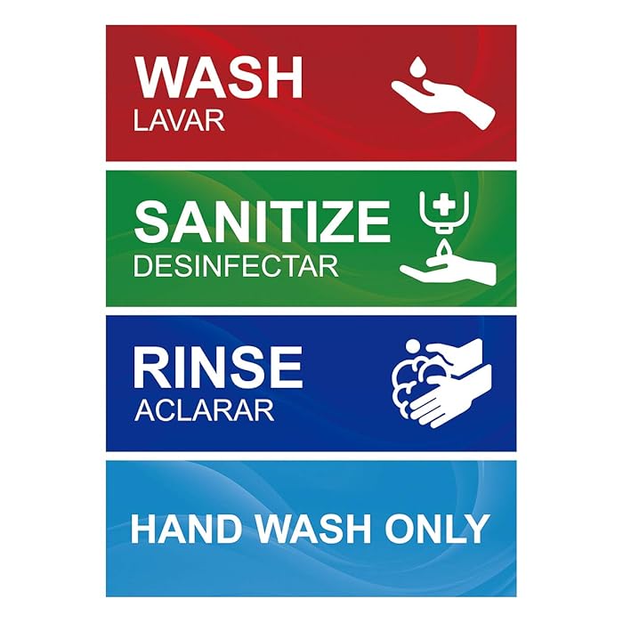 Buy Wash Rinse Sanitize Sink Labels, Hand Wash Only Sign, 4 Pack 3 ...