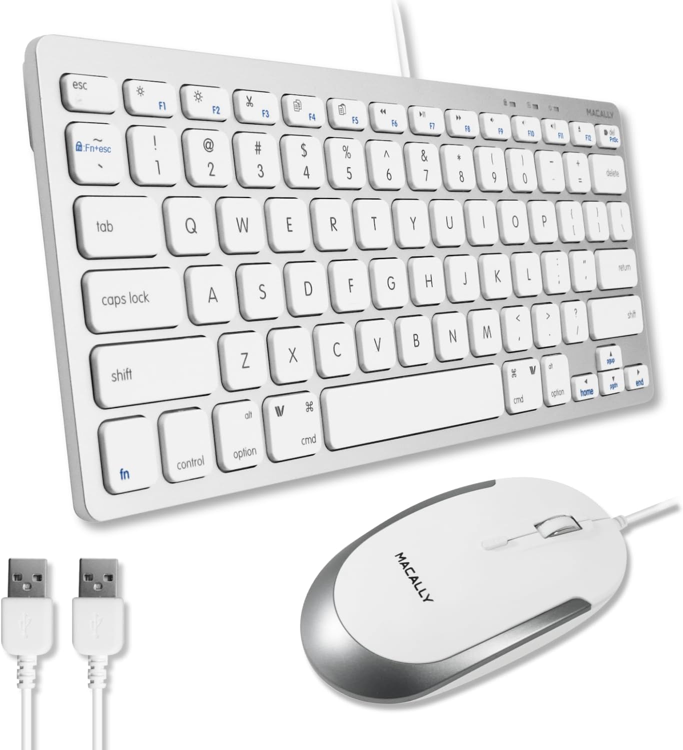 Amazon.com: Macally USB Wired Keyboard and Mouse Combo for Mac and PC ...