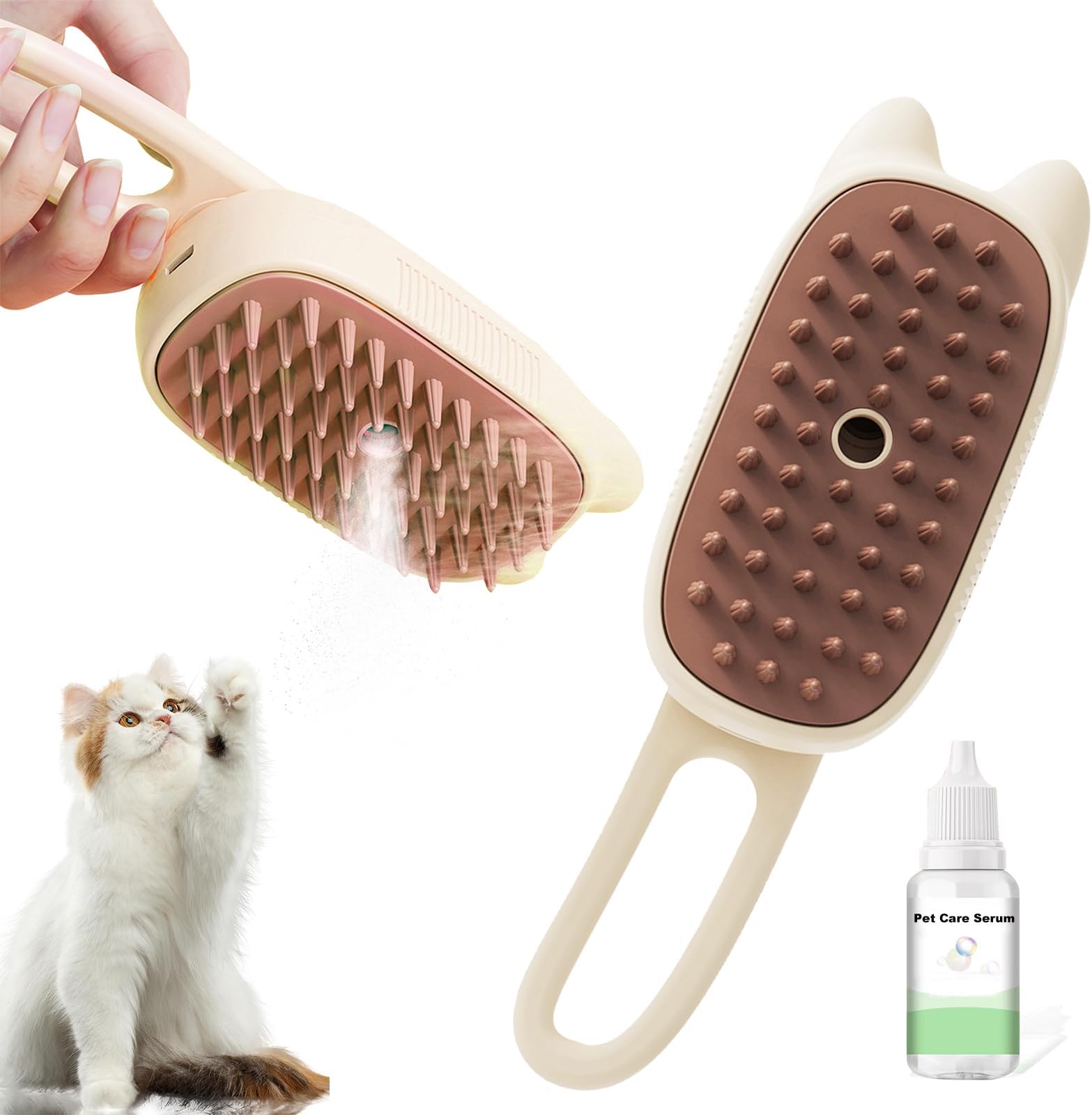 Amazon.com: Cloud Care Cat Brush, Cat Grooming Brush with Steam, 3-in-1 ...