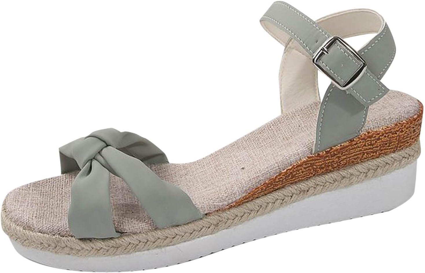 Amazon.com | Plus Size Fashion Women's Wedge Sandals Solid Color Bow ...