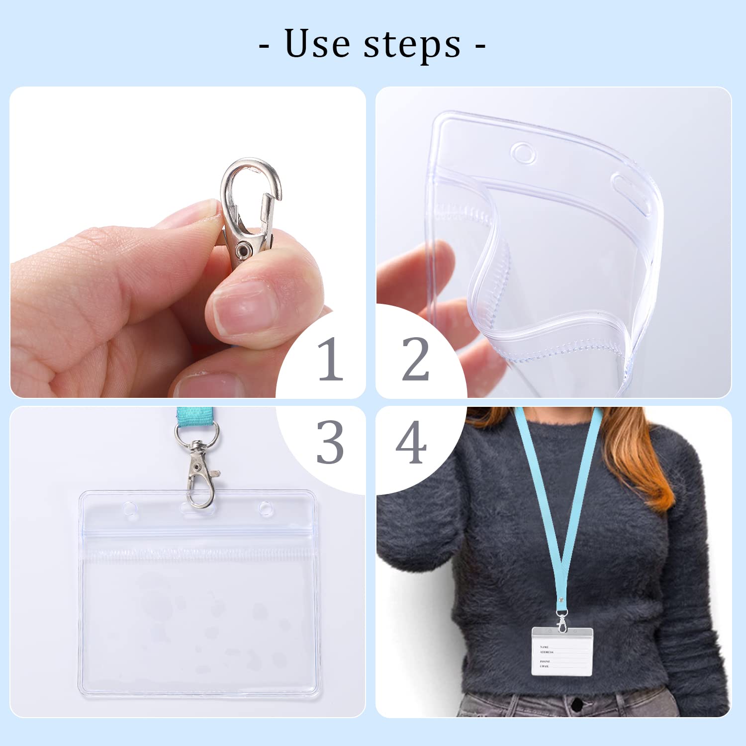 Vip Lanyard Ollain Lanyards With ID Badge Holder 50 Pack Clear ...