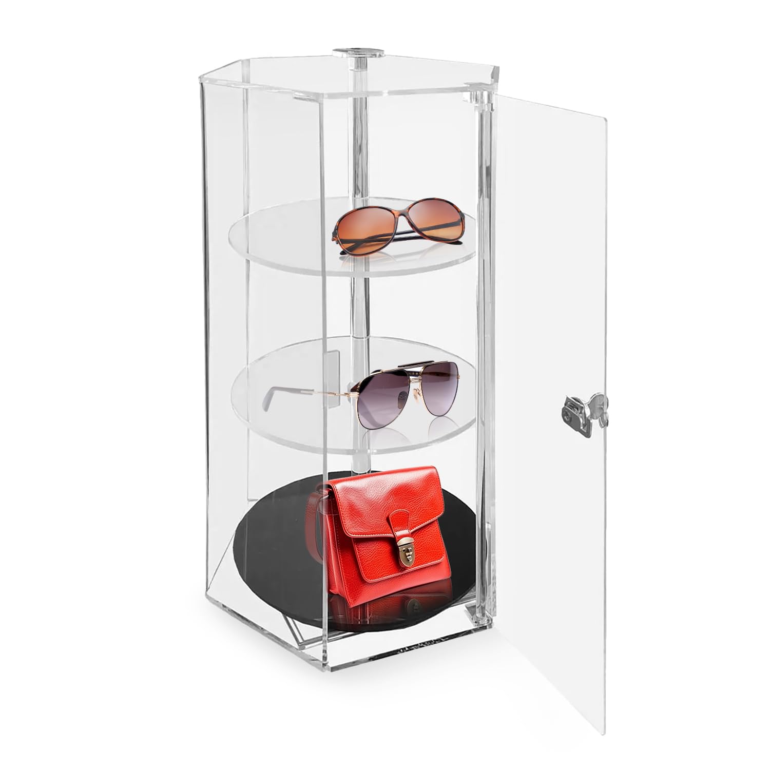 Acrylic Rotating Display Case - Countertop Showcase with Lockable Door ...