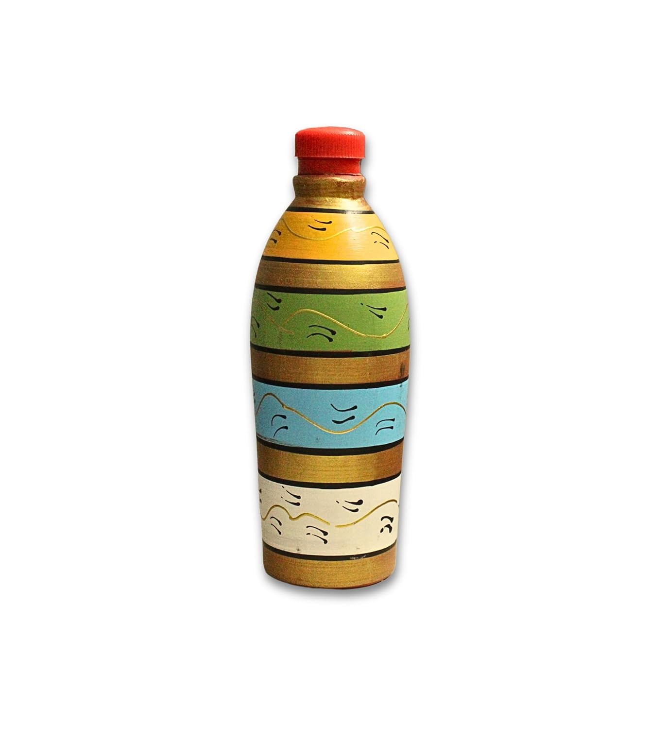 Artisan-made Round Clay Water Bottlefor Traditional Beverage Serving ...