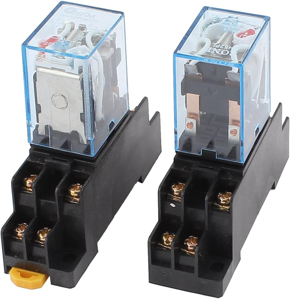 uxcell 2 X AC 110V/120V 5A Coil Red Light DPDT 8Pin Power Relay + Socket Base - Amazon.com