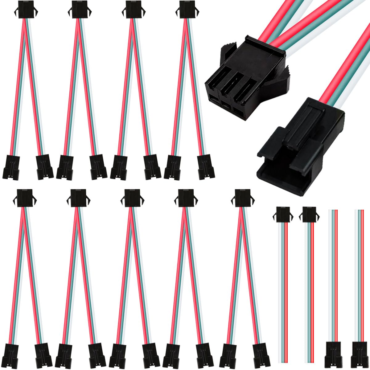 DKARDU 10PCS 3 Pin JST SM2.54 Connector Plug Wire Splitters 1 Male to 2 ...
