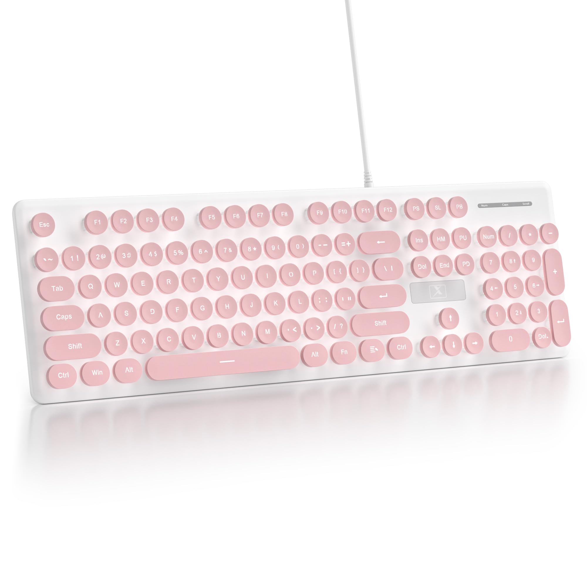 iRoboosta Full Size White Backlit Membrane Keyboard, 104 Keys Pink ...