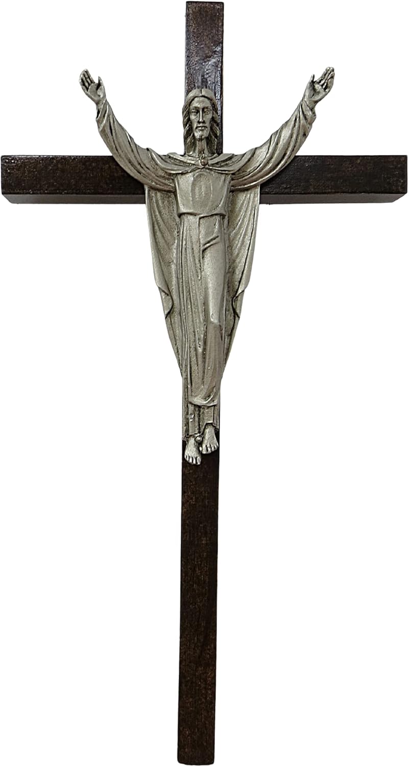 Amazon.com: Needzo Risen Christ Crucifix, Wooden Wall Cross for Home or ...