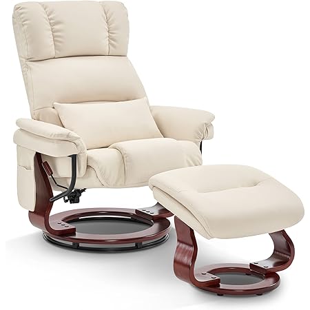 Amazon.com: Benchmaster Newport Taupe Swivel Faux Leather Recliner ...