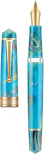 Asvine P20 Lake Blue Resin Piston Fountain Pen, Iridium Medium Nib with ...