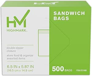 Amazon.com: Highmark® Plastic Storage Bags, Sandwich Size, Clear, Pack ...