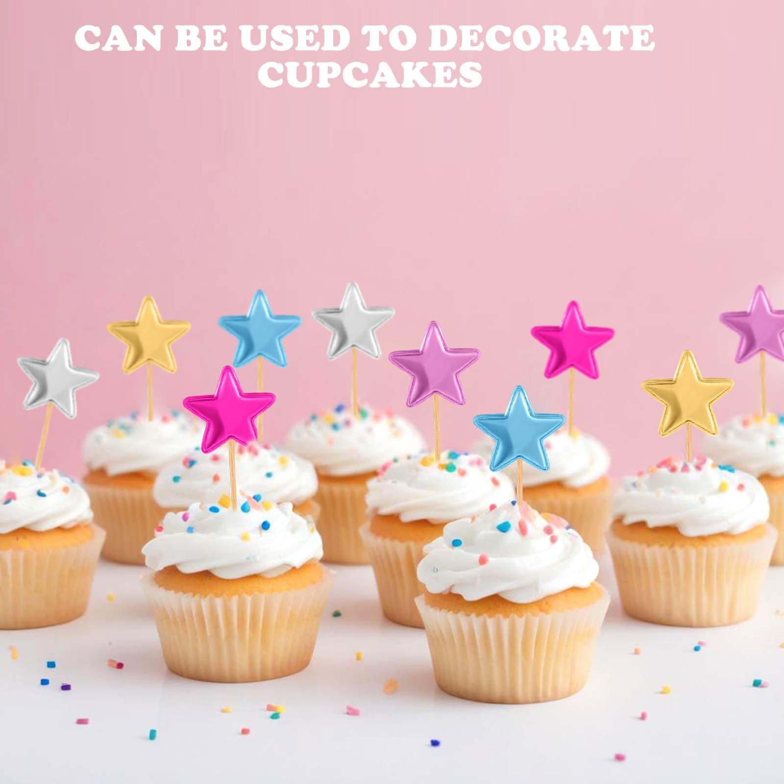Star Cake Toppers 50pcs Cupcake Topper Silver Star Cupcake Toppers ...
