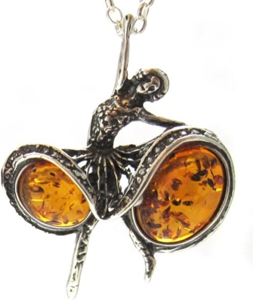Amazon.com: Honey Amber Sterling Silver Ballerina Pendant Rolo Chain 18 ...