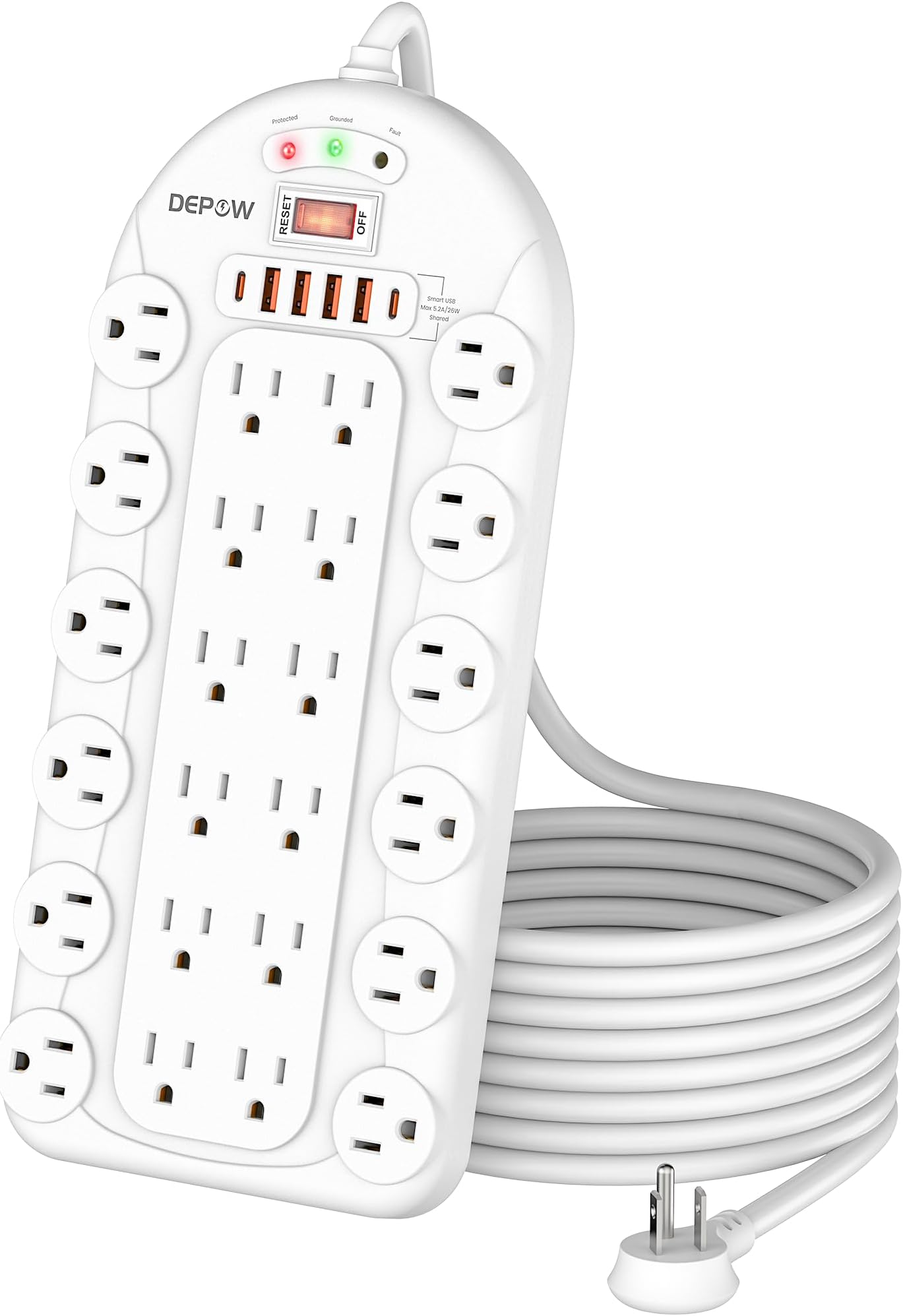 Amazon.com: Power Strip Surge Protector (3,400 Joules), DEPOW 24 AC ...