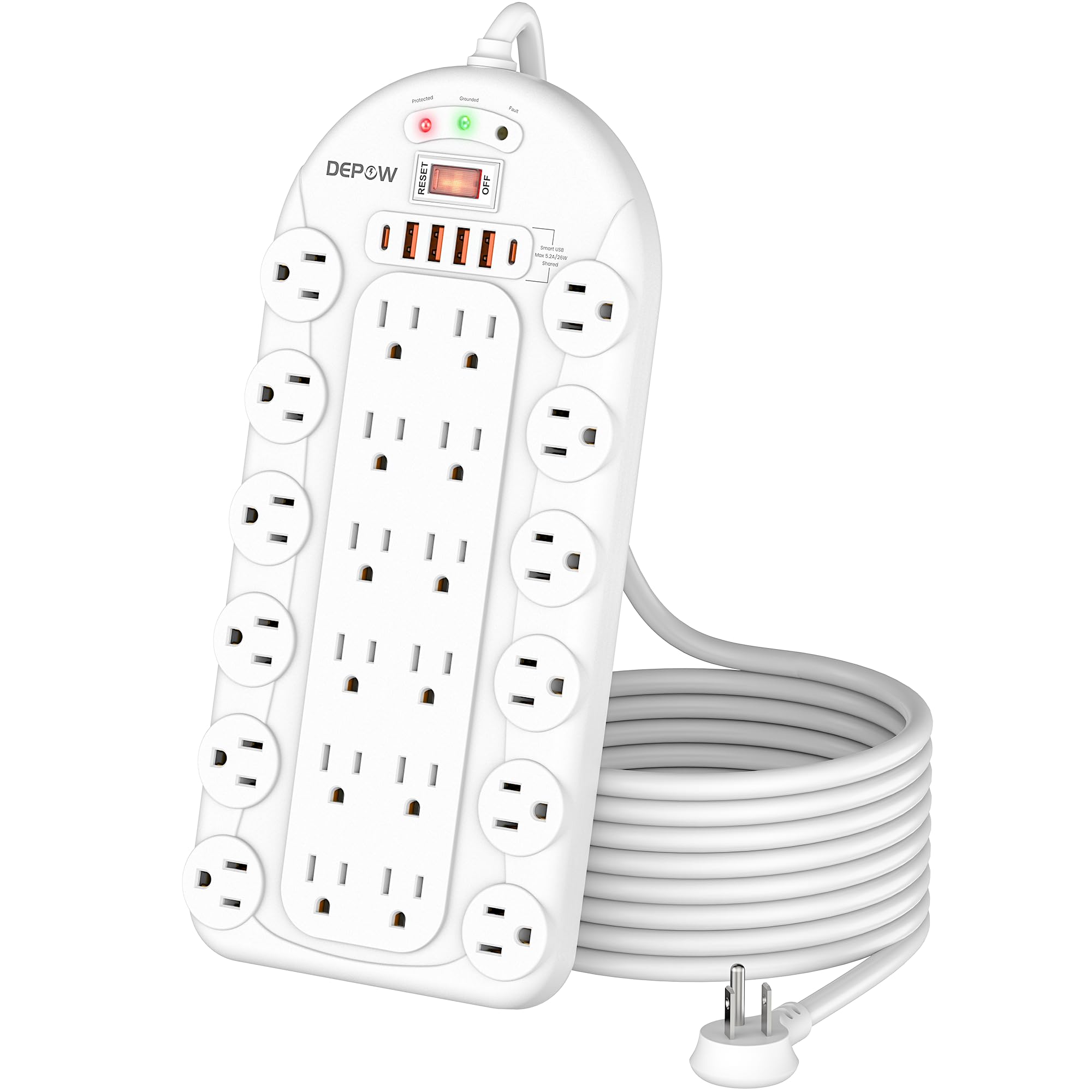 Amazon.com: Power Strip Surge Protector (3,400 Joules), DEPOW 24 AC ...