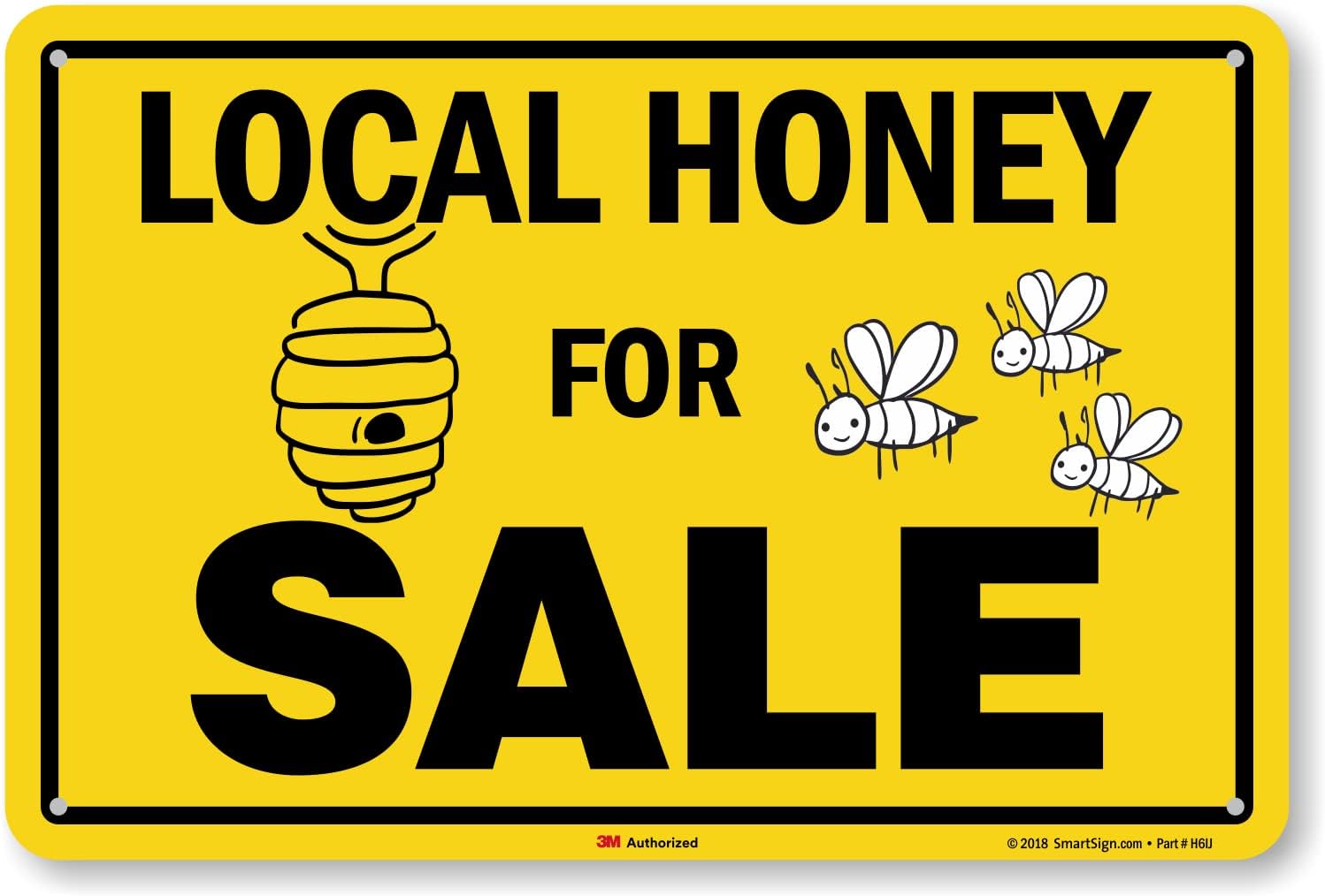 Amazon.com: SmartSign 12 x 18 inch “Local Honey For Sale” Sign, 63 mil ...