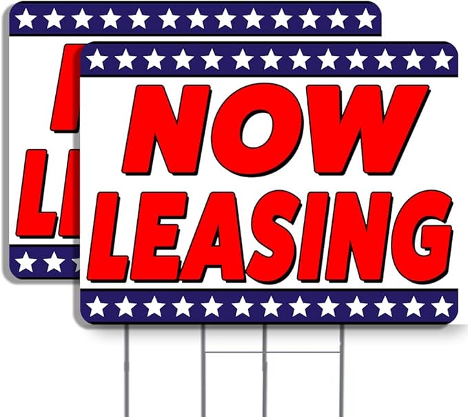 Amazon.com: Vista Products NOW LEASING 2 Pack Double-Sided Yard Signs ...