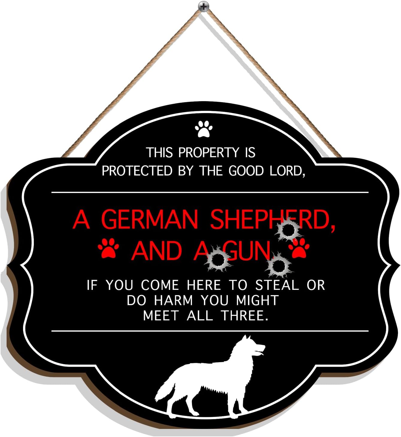 Amazon.com : Beware Of Dog Wooden Hanging Sign Funny Warning Signs for ...