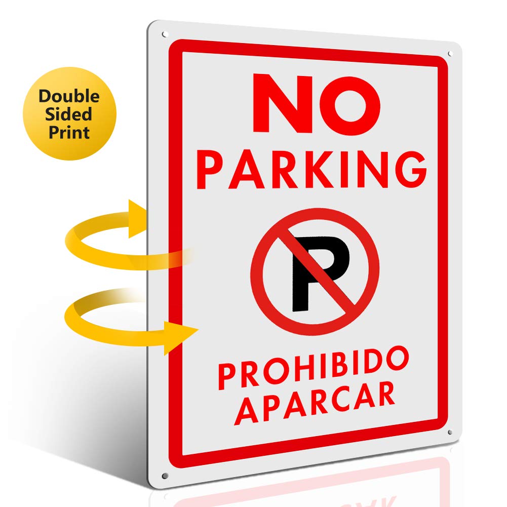 Buy No Parking, MYSIBKER No Parking Signs with Symbol with Two English ...