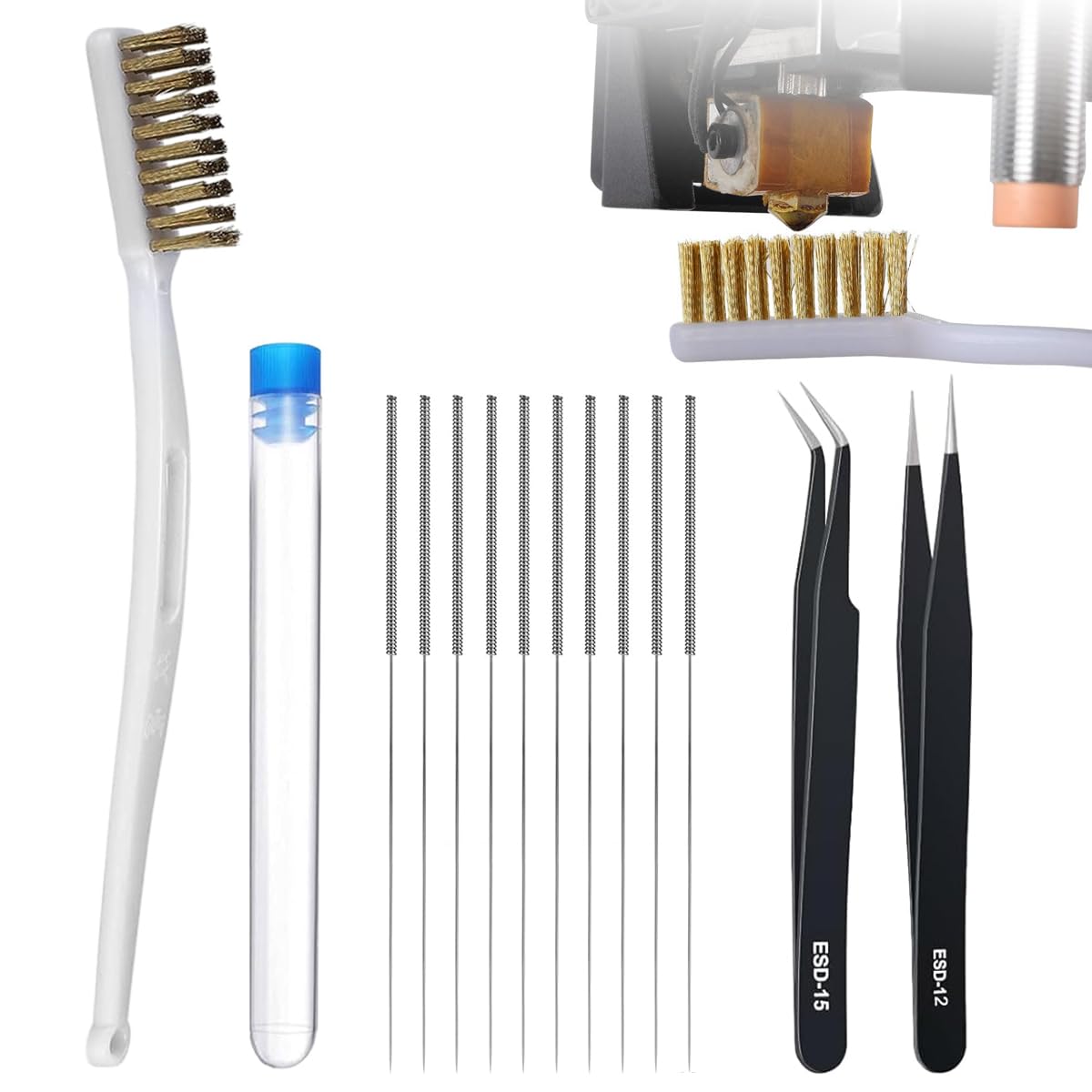 Serplex® 3D Printer Nozzle Cleaning Kit with 10 Long Nozzle Cleaning ...