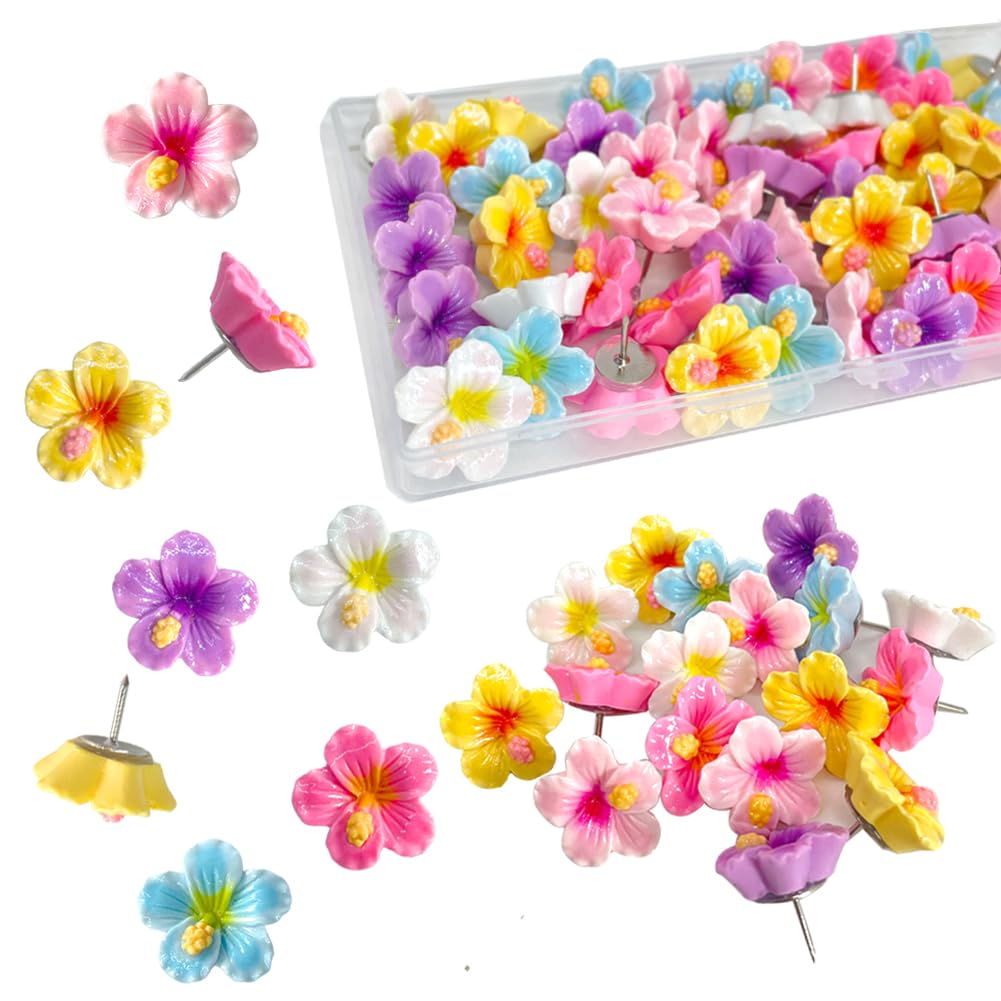 Amazon.com: 60 pcs Flower Push Pins Cute Decorative Flower Thumbtacks ...