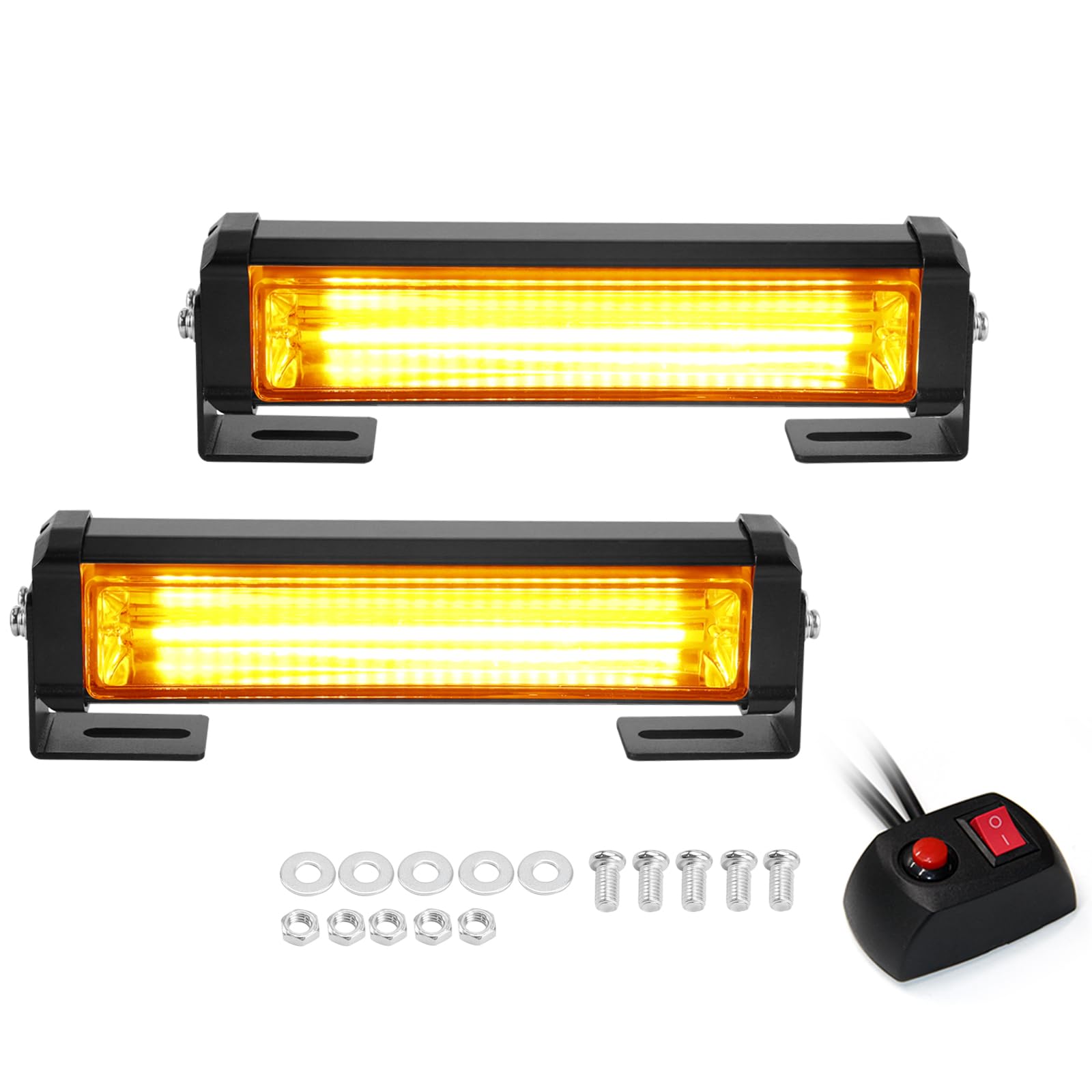 Afurkuot Amber COB Strobe Lights for Trucks with Mounting Bracket, LED ...