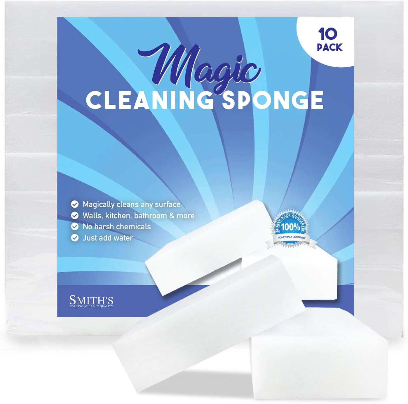 (10 Pack) Smith’s Magic Cleaning Eraser Sponge - 2X Longer Lasting ...