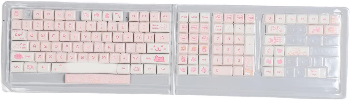 Amazon.com: PBT Keyboard Keycaps 133 Keys, Cartoon Kitten Theme, Dye ...