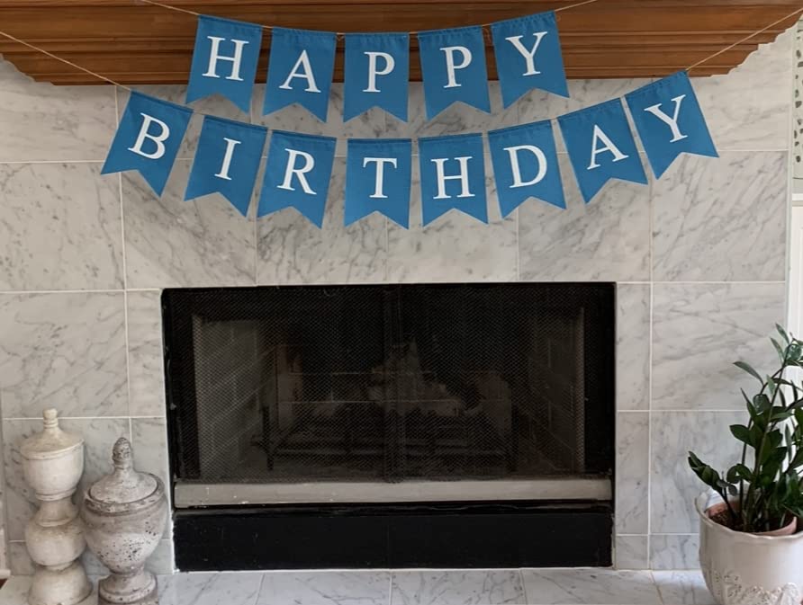 Amazon.com: Happy Birthday Banner Blue, Prestrung Reusable Birthday ...