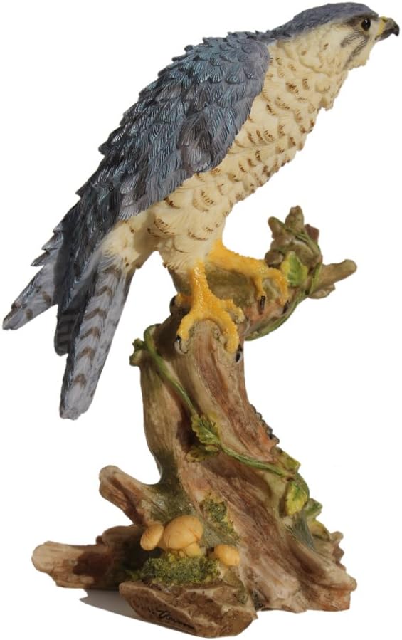 5.25 Inch Peregrine Falcon on Branch Decorative Figurine, Gray and Tan ...