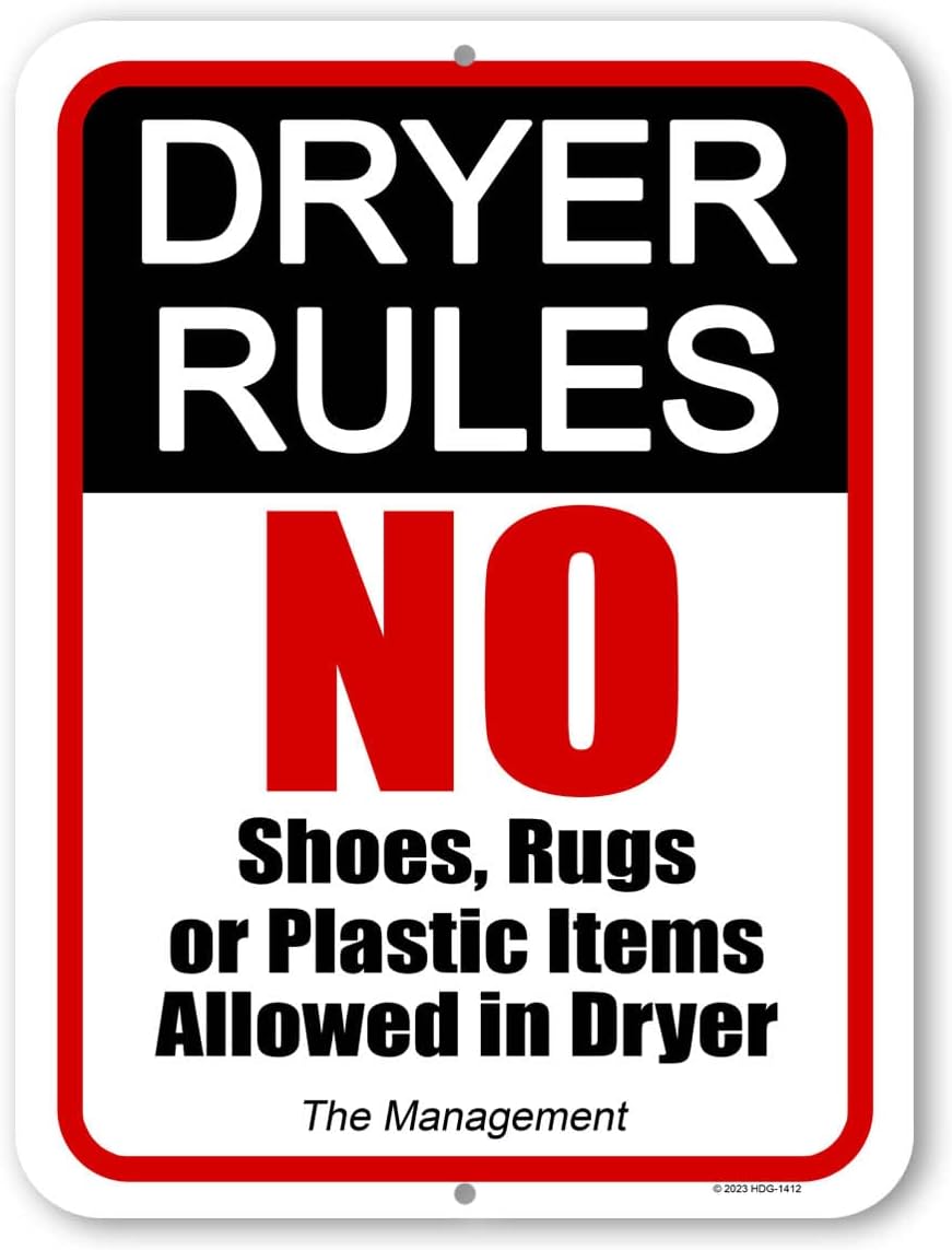 Amazon.com: Honey Dew Gifts, Dryer Rules, 9 inch by 12 inch, Metal Sign ...