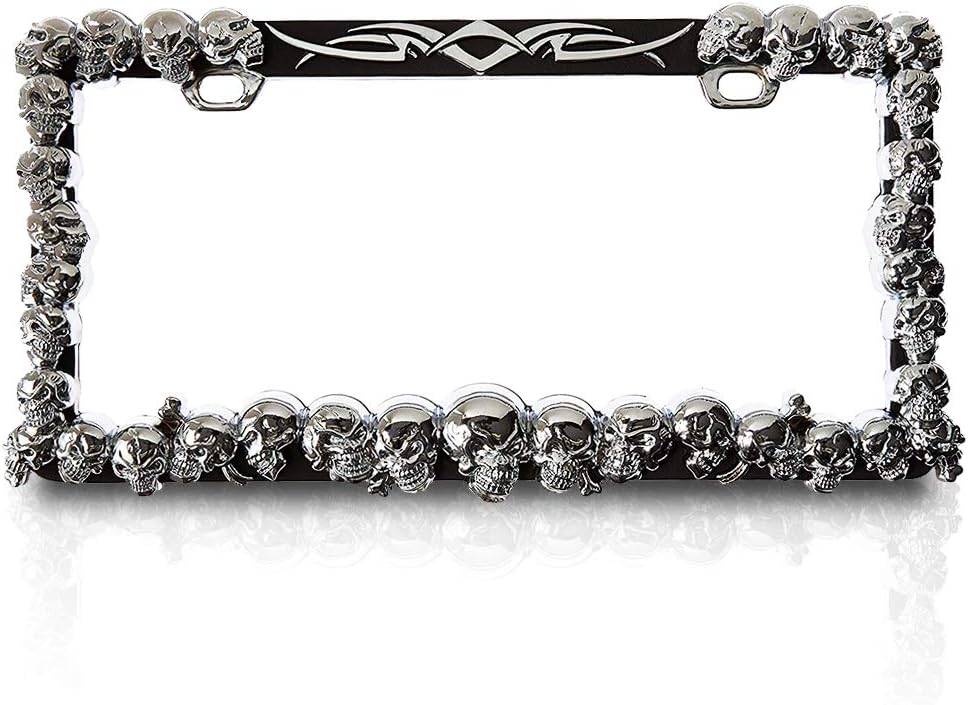 Amazon.com: YOUNGERCAR 3D Skulls Style ABS Chrome License Plate Frame ...