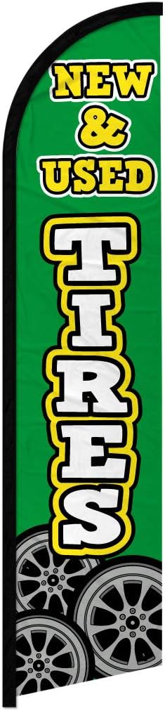 Amazon.com: Windless Full Sleeve Swooper Flag NEW & USED TIRES Red ...