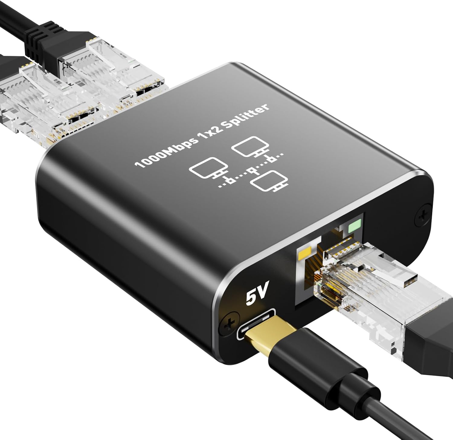 Amazon.com: SWITCHFLUX Ethernet Splitter Adapter LAN 1 to 2 Network ...