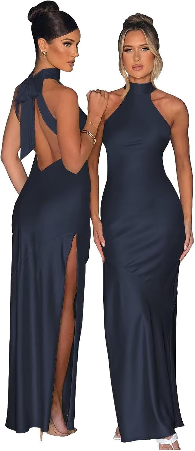 Amazon.com: Fashionbride Women's Satin Prom Dresses for Wedding Sexy ...