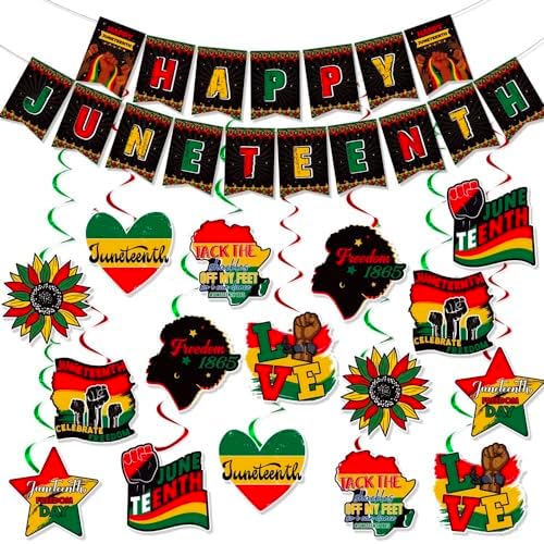Amazon.com: Avezano Happy Juneteenth Door Banner June 19th Freedom Day ...