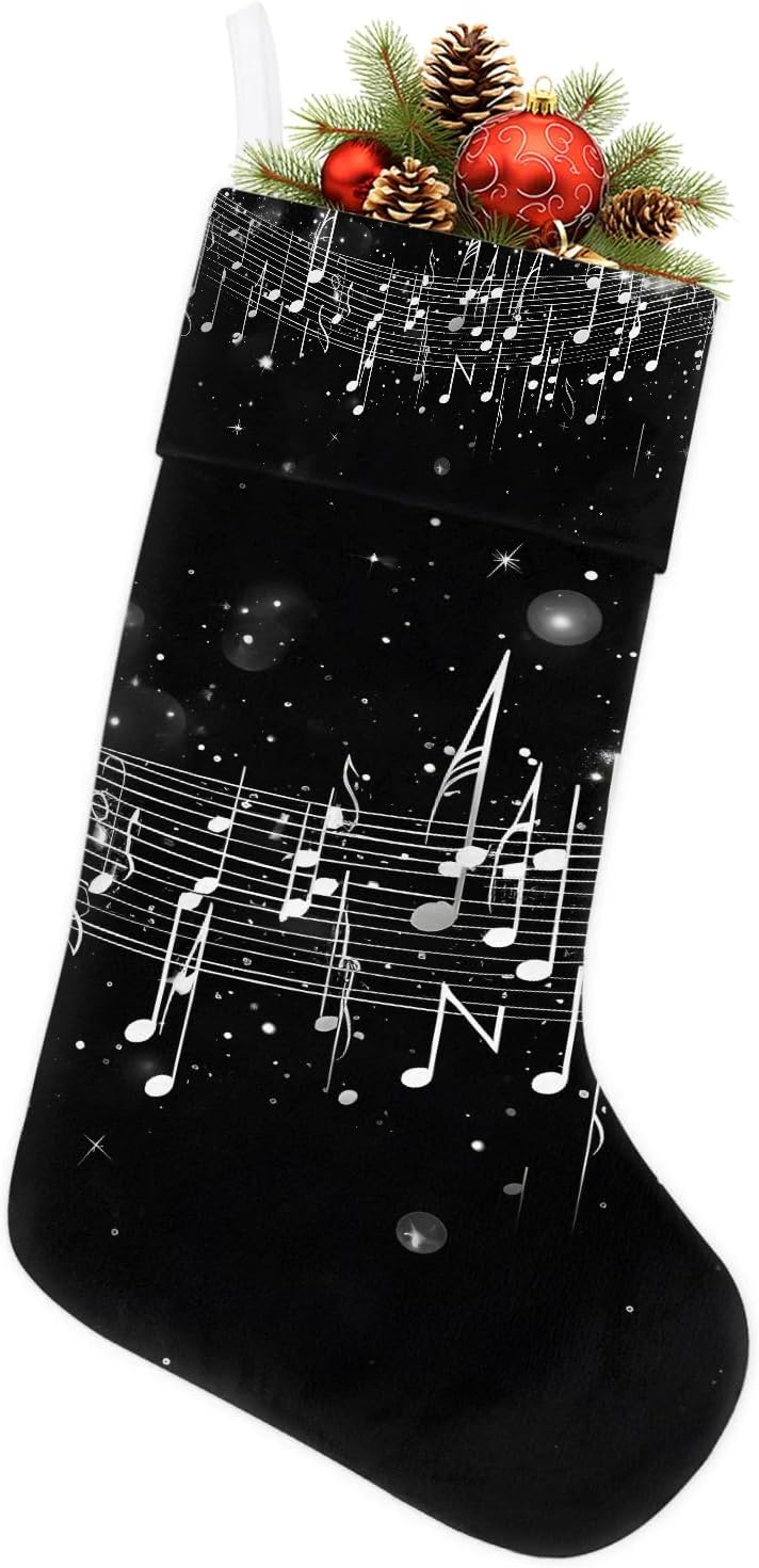 Amazon.com: Fragtreess Black Music Notes Christmas Stockings, Music ...