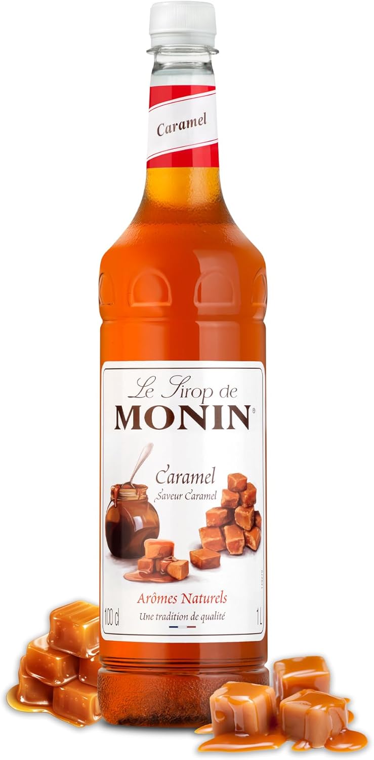 Monin Caramel Syrup for Coffee, Cocktails, and Desserts | Rich and ...