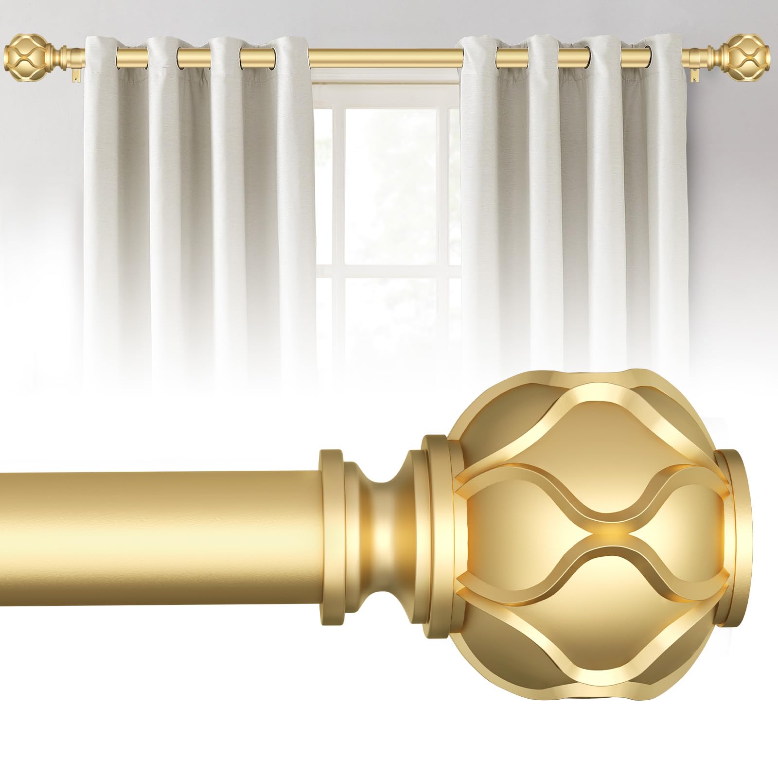 Snapklik.com : WIN4ALL Gold Heavy Duty Curtain Rods For Windows 120 To ...