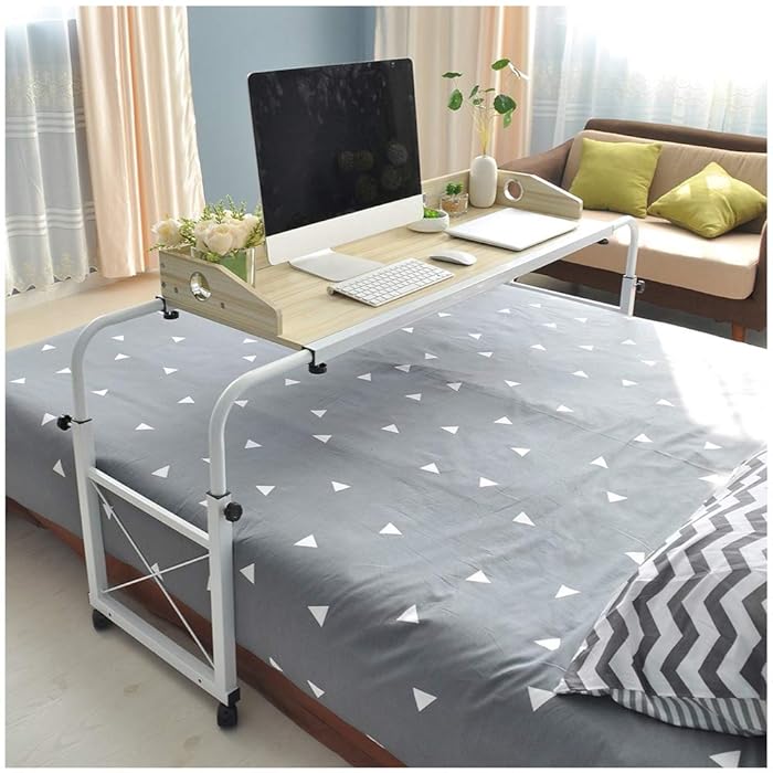 Buy Naiflowers Overbed Table with Wheels, Multi-Function Height ...