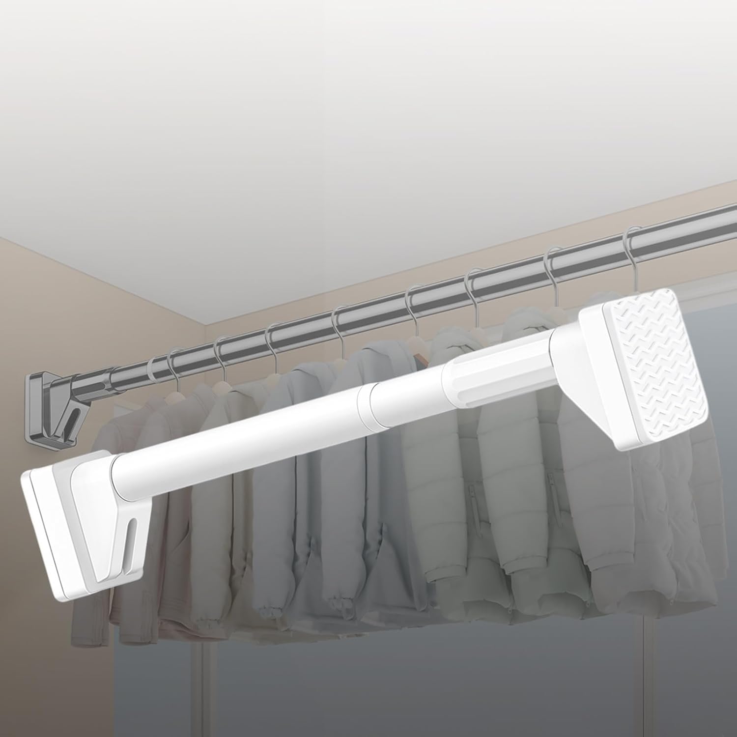 Amazon.com: YANBI Closet Rod Wall-Mount Telescopic Rod for Clothes ...
