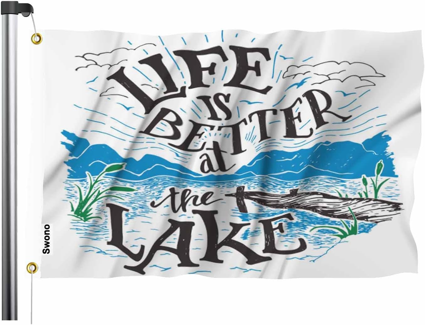 Amazon.com : Swono Lake House 3x5 Flag Life Is Better At The Lake ...