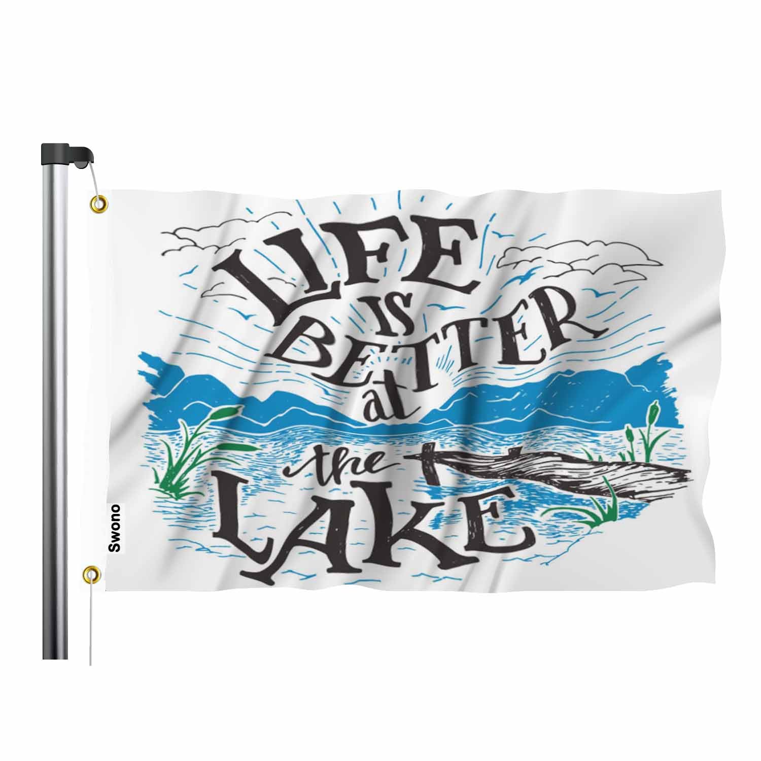 Amazon.com : Swono Lake House 3x5 Flag Life Is Better At The Lake ...