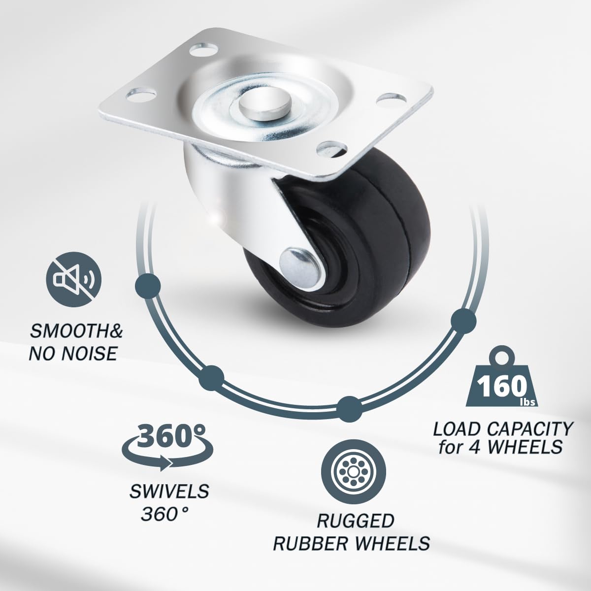 Snapklik.com : POWERTEC 1-1/2 Inch Swivel Caster Wheels Set Of 12
