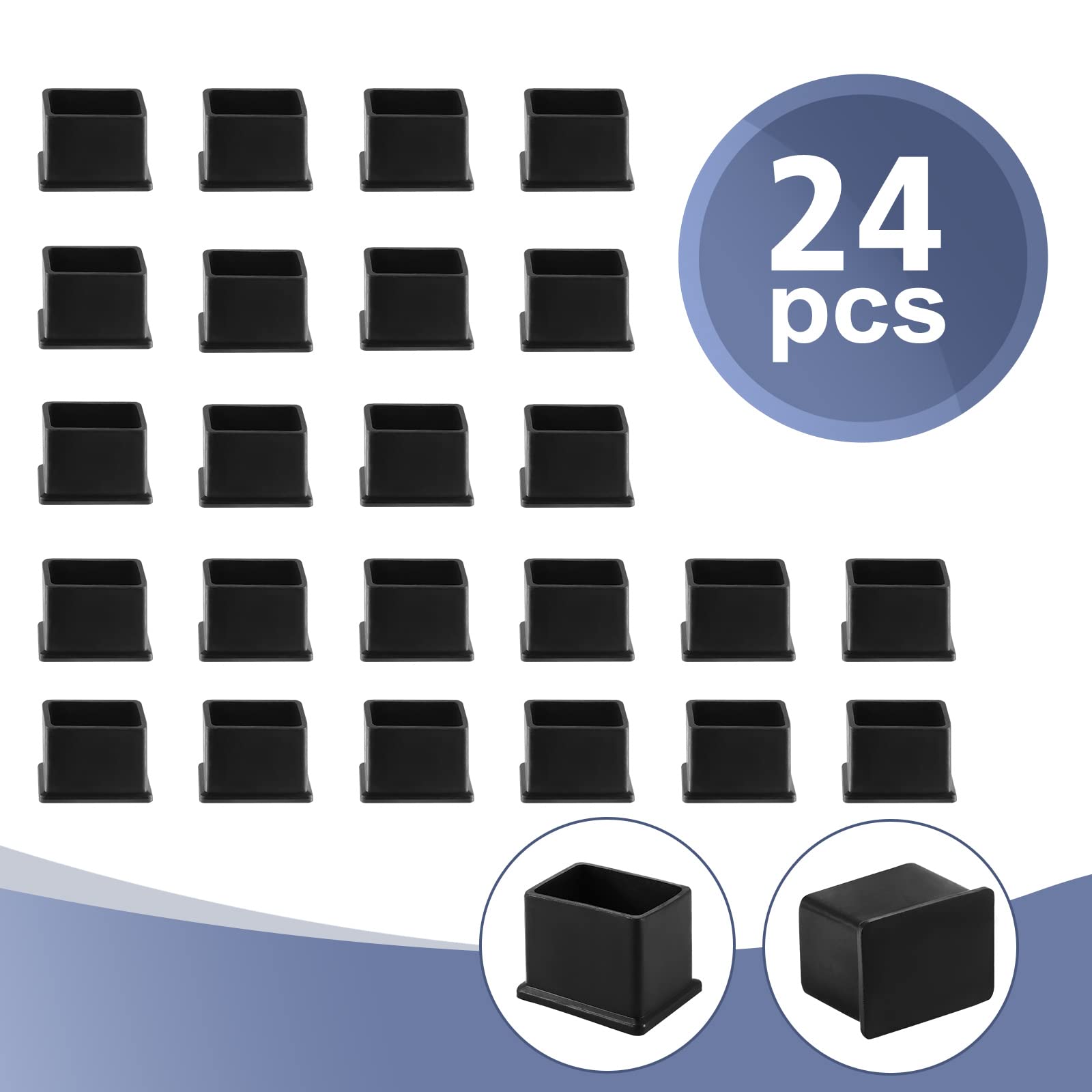 Snapklik.com : Rectangle Chair Leg Caps 28 X 20mm - 24pcs Rigid PVC ...
