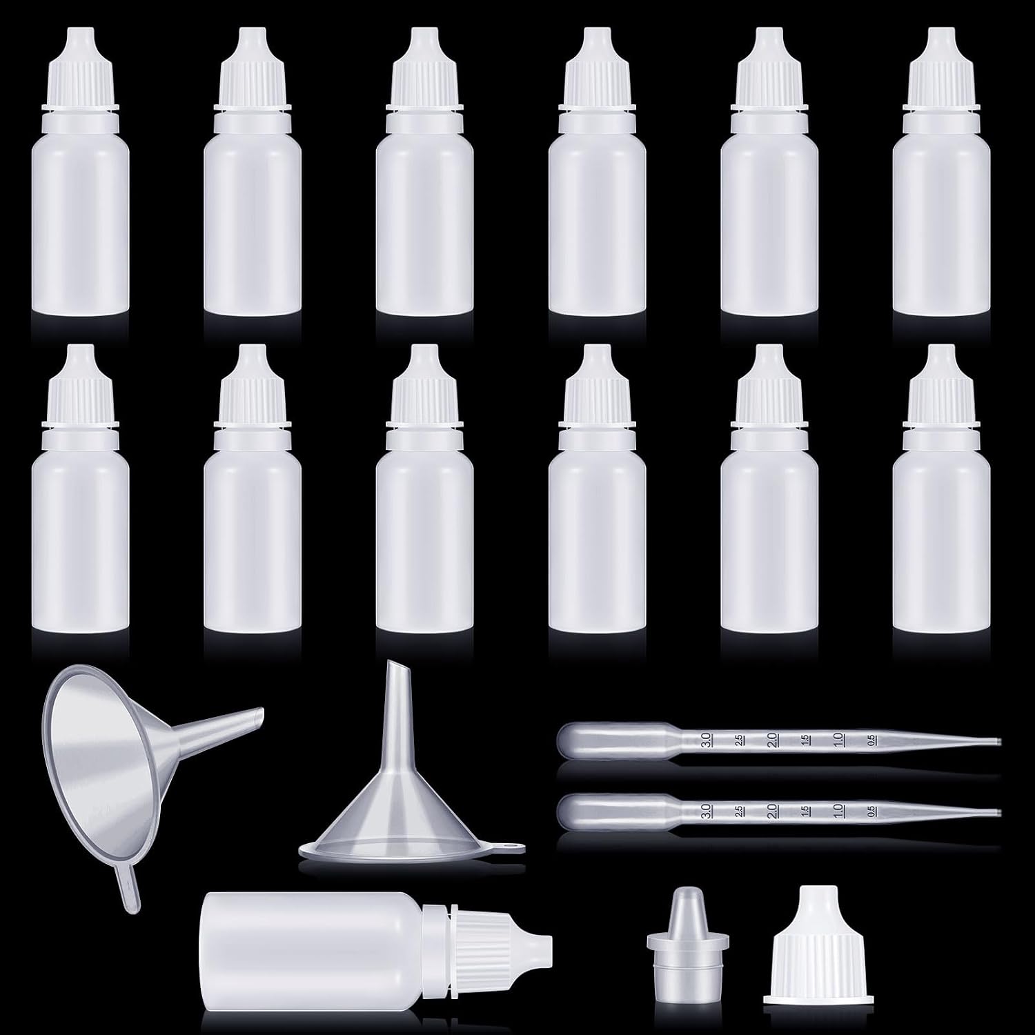 Uiifan 12 Pcs 30ml Plastic Dropper Bottle Empty Eye Dropper Bottle ...