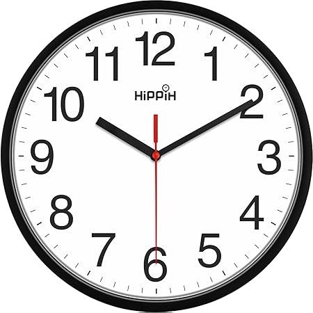 Amazon.com: Bernhard Products Black Wall Clock Silent Non Ticking 10 ...